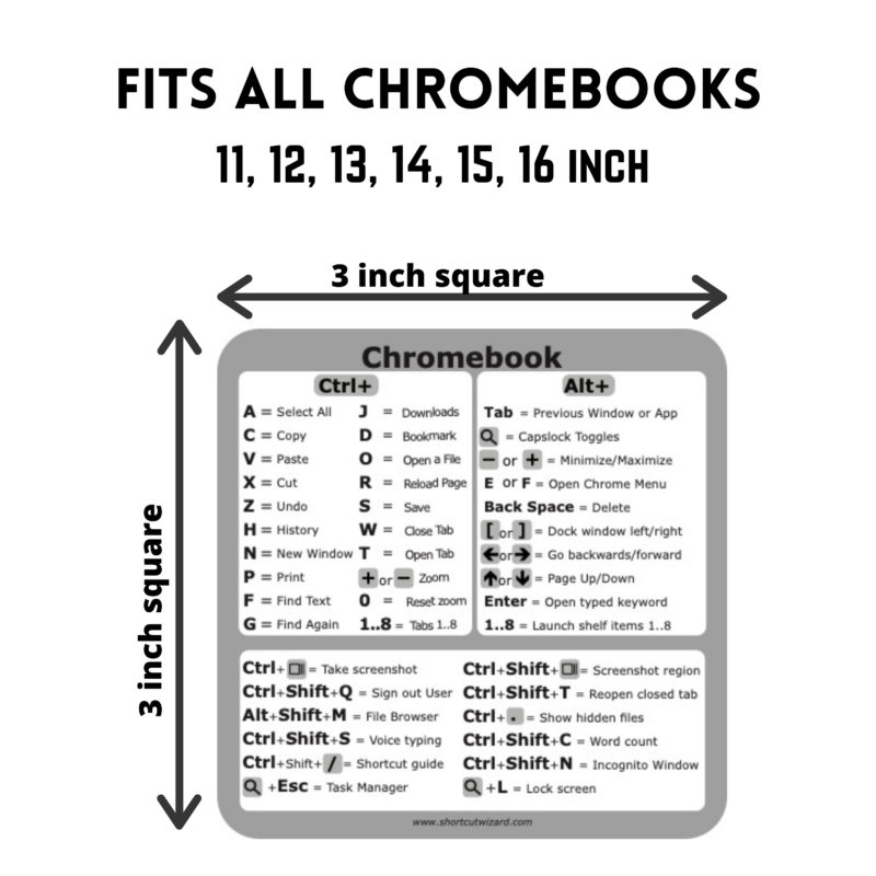 Shortcut Stickers for Chromebook, Apple Macbook, Windows, Word and more